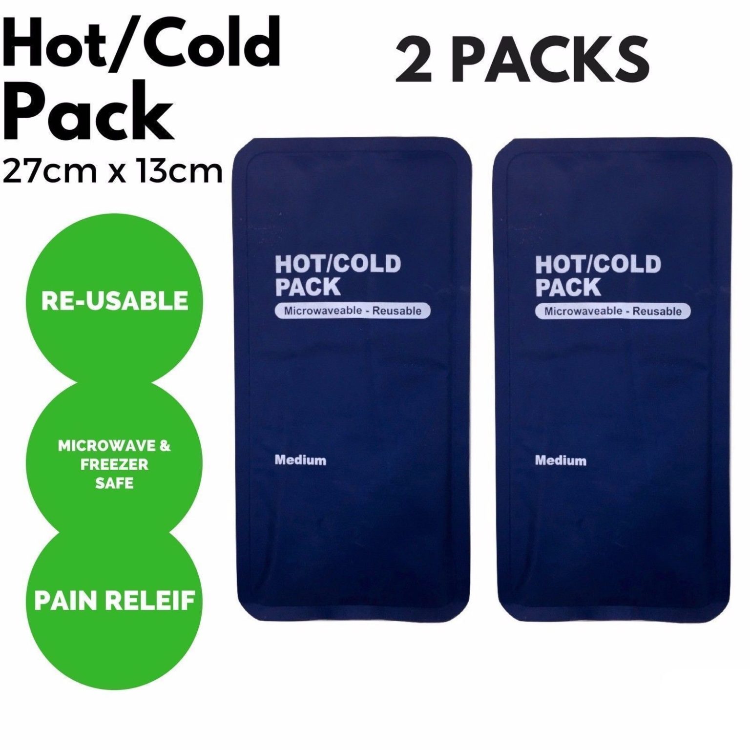 2x HOT COLD PACK First Aid Reusable Ice Heat Gel Packs Microwaveable ...