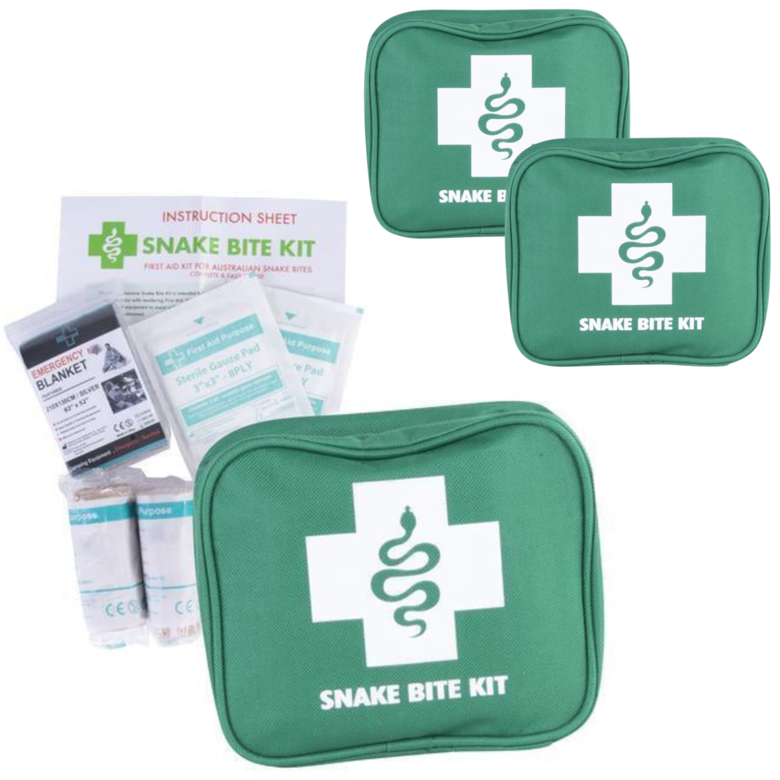 2x 9 Piece Australian Snake Bite First Aid Kit Camping Hiking Travel ...