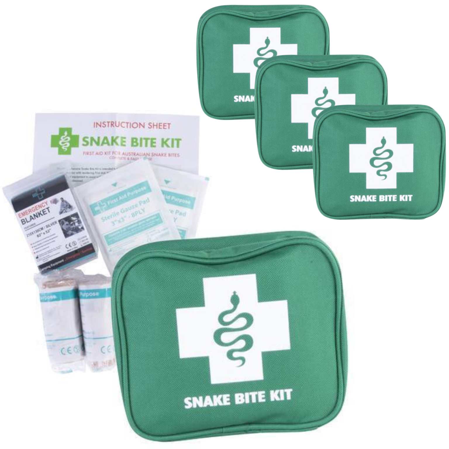 3x 9 Piece Australian Snake Bite First Aid Kit Camping Hiking Travel ...