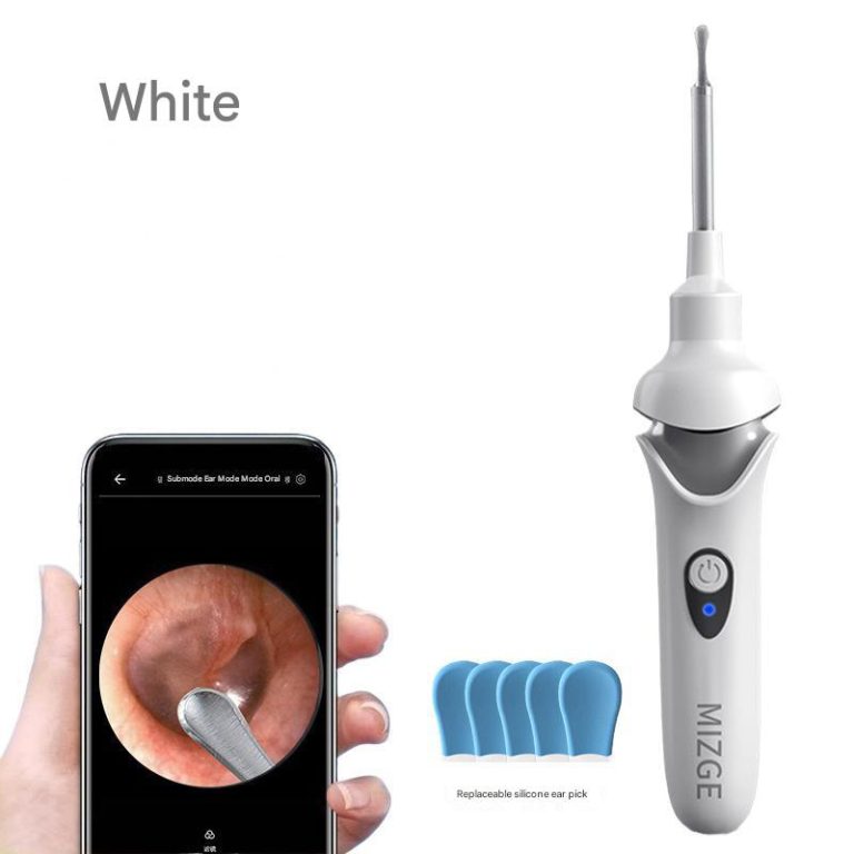 White Rechargeable Visual Electric Ear Cleaner with LED Light – Safe ...