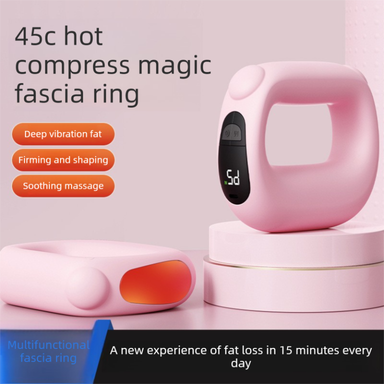 Pink Portable Fascia Massage Ring Vibration Massager with Heat and LED ...
